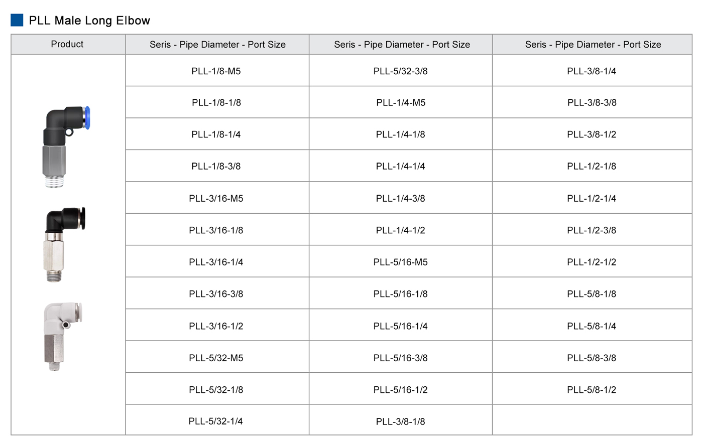 PLL Male Long Elbow Pneumatic Fitting | 90 Angle Connector